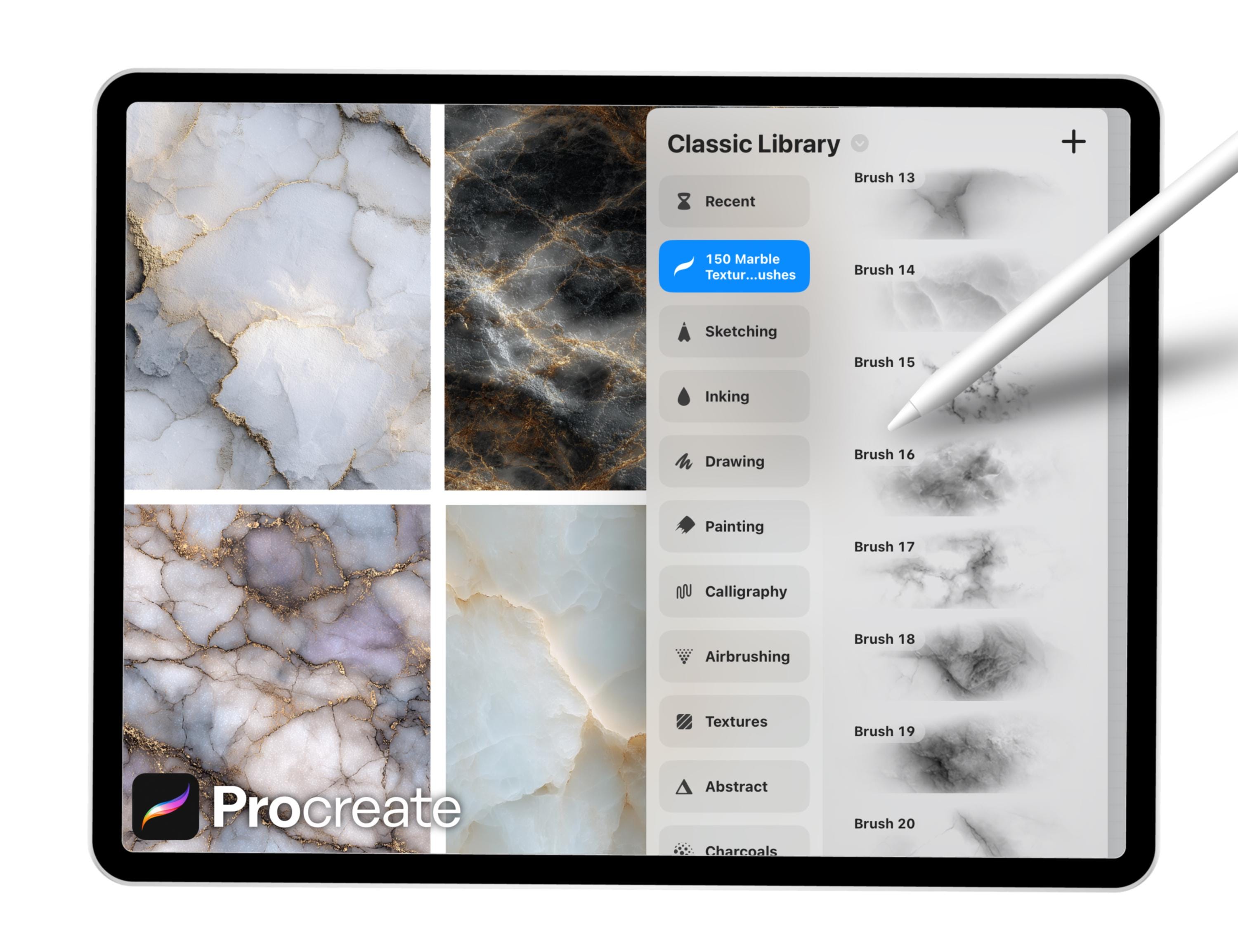 150 Marble Texture Brushes for Procreate – Realistic Stone, Quartz ...