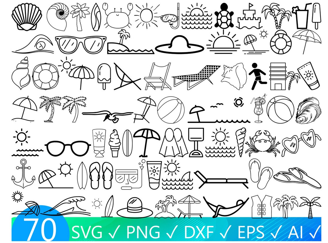 75 Beach Designs, Beach Svg, Beach Dxf, Beach Png, Beach Eps, Beach ...
