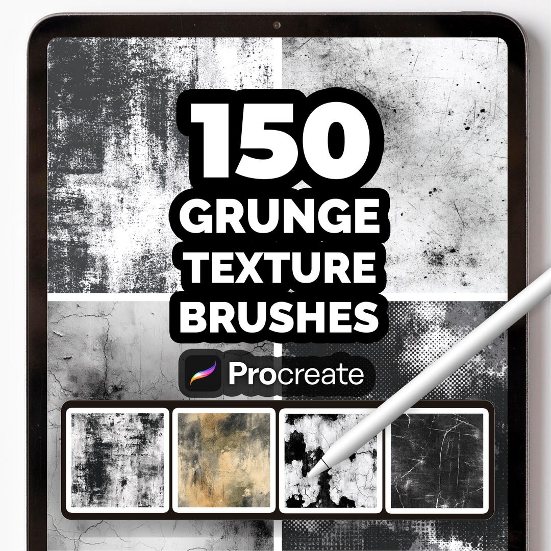 150 Grunge Texture Brushes for Procreate – Distressed, Dirty, Grungy ...