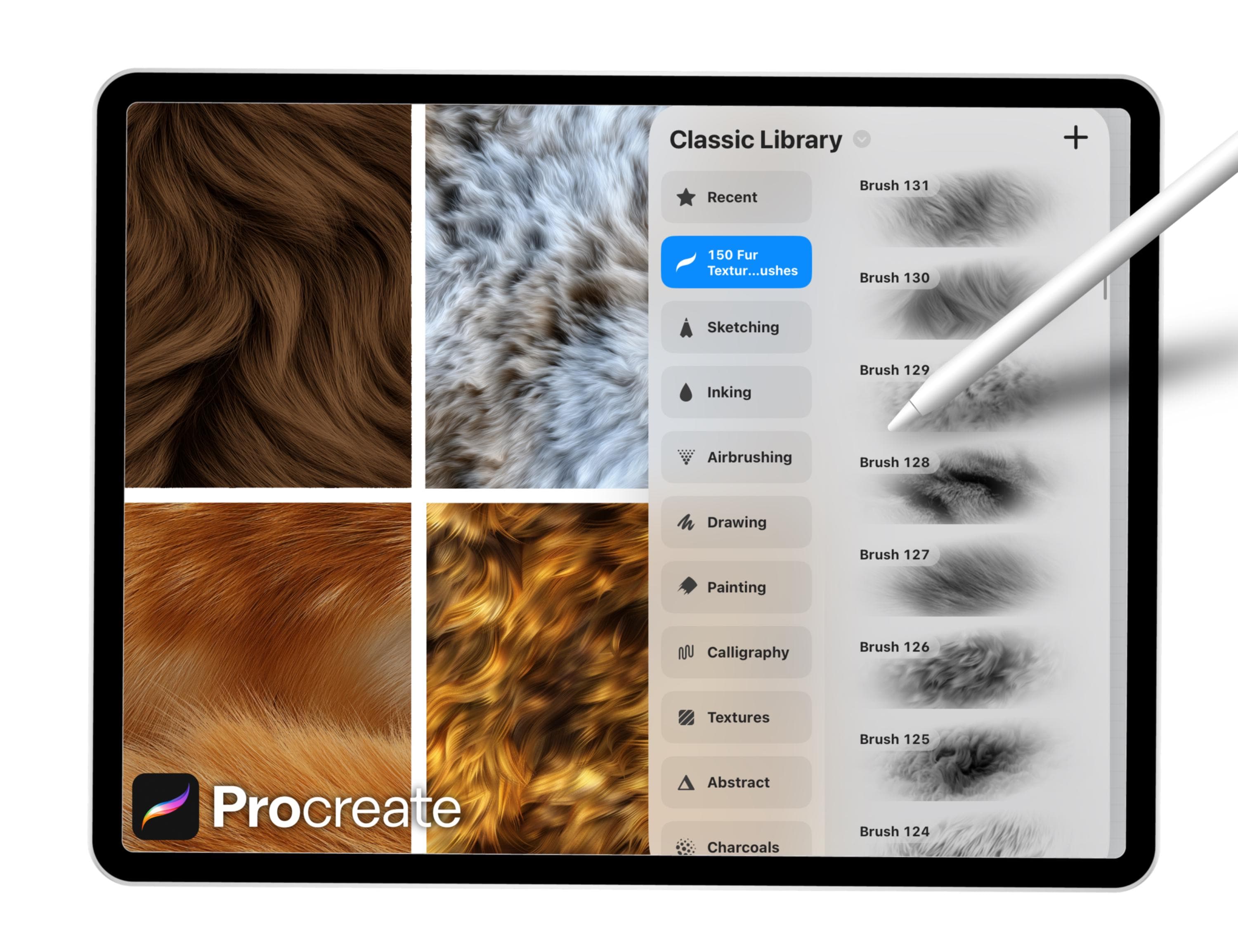 150 Fur Texture Brushes for Procreate – Realistic Hair, Animal & Fluffy ...