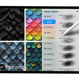 150 Scales Texture Brushes for Procreate – Dragon, Fish, Reptile ...