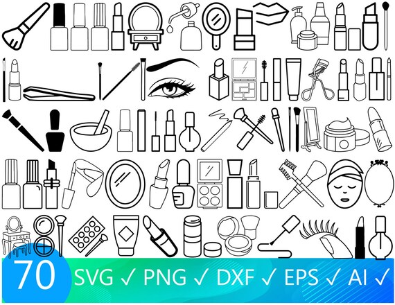 70 Makeup SVG Designs Cosmetics Svg Makeup Dxf Makeup Png | Etsy