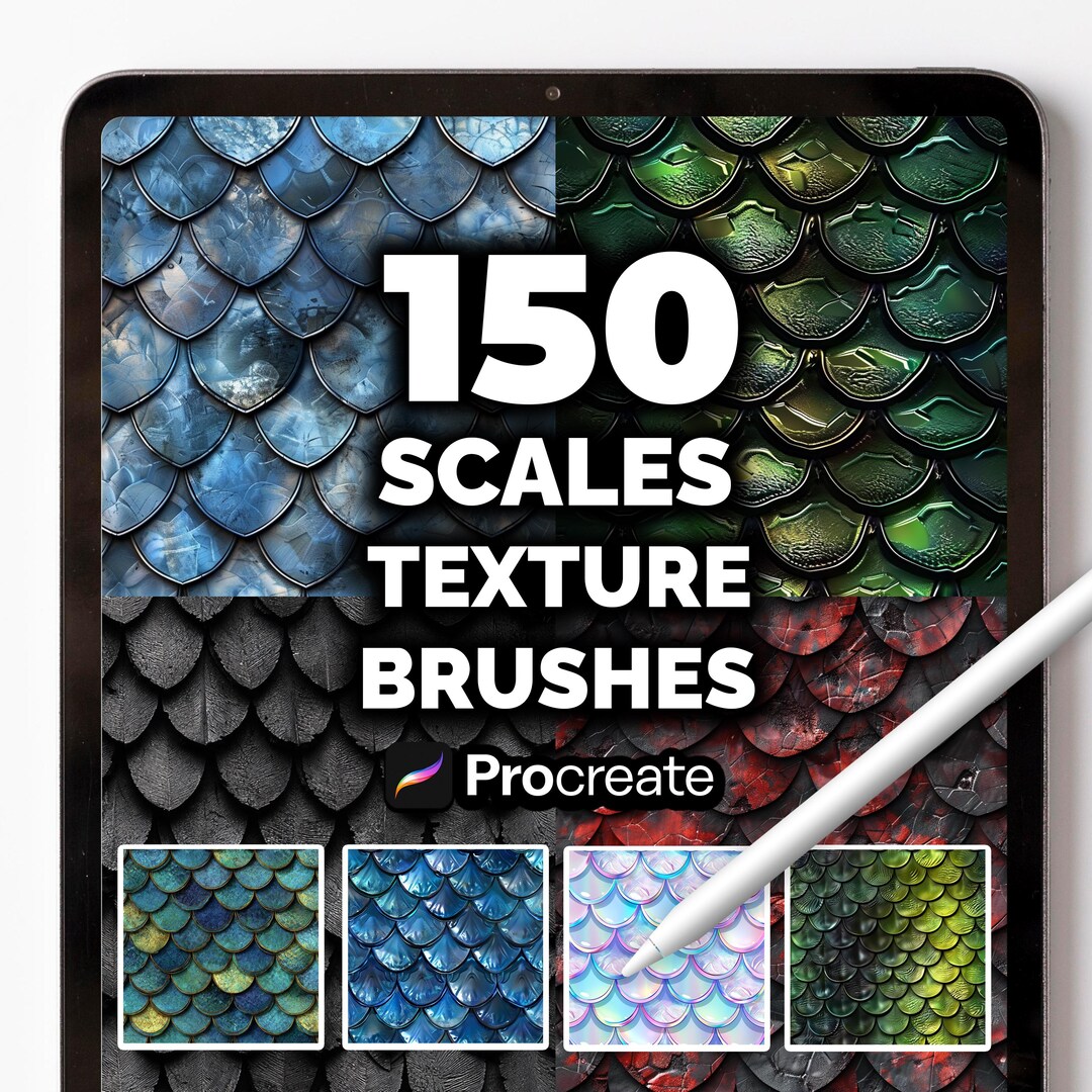 150 Scales Texture Brushes for Procreate – Dragon, Fish, Reptile ...