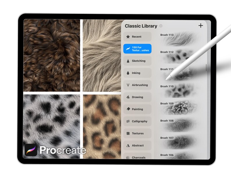 150 Fur Texture Brushes for Procreate – Realistic Hair, Animal & Fluffy ...