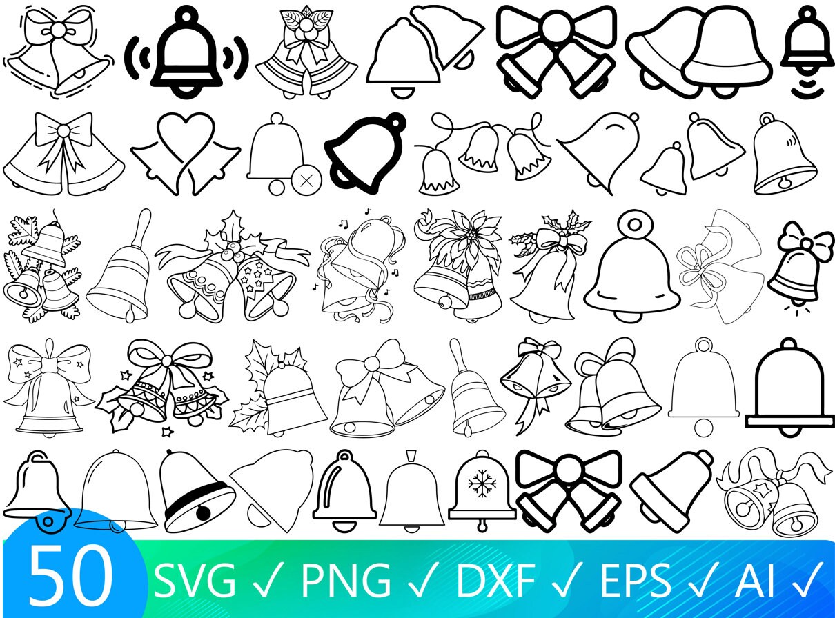 50 Bells Designs, Bells Svg, Bell Svg, Bells Dxf, Bells Png, Bells Eps ...