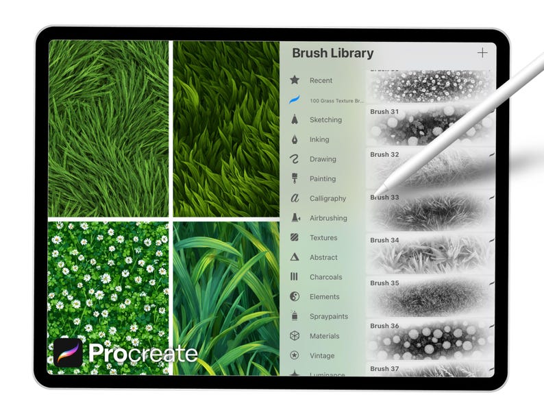 120 Grass Texture Brushes for Procreate – Realistic Grass & Lawn Brush ...