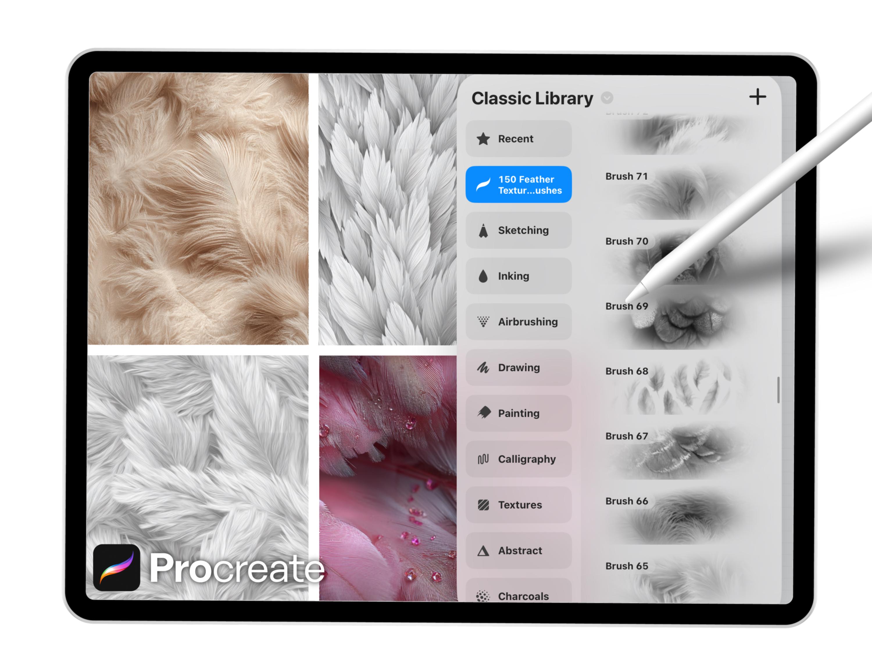 150 Feather Texture Brushes for Procreate – Soft, Realistic & Fluffy ...