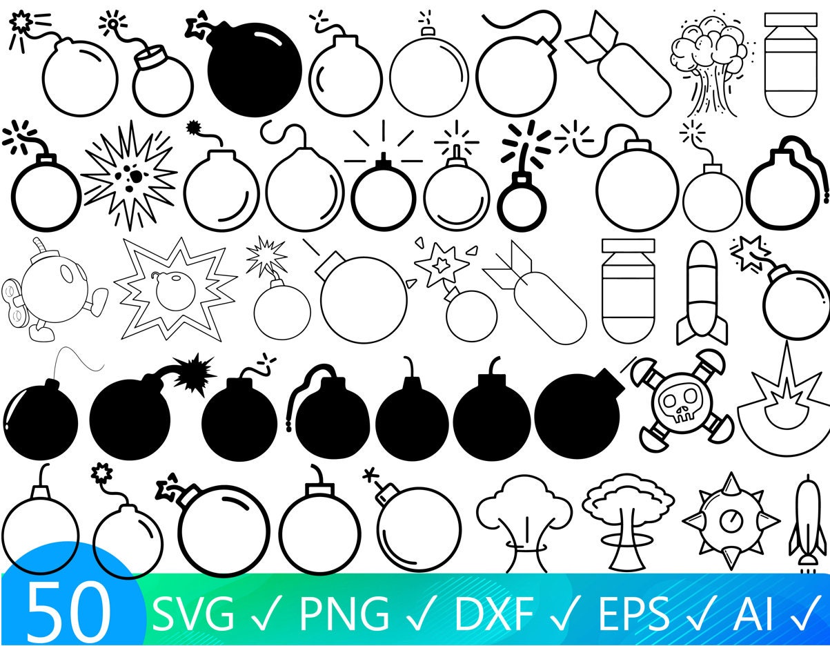 50 Bomb Designs, Bomb Svg, Bombs Svg, Bomb Dxf, Bomb Png, Bomb Eps ...