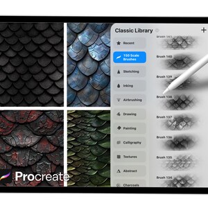 150 Scales Texture Brushes for Procreate – Dragon, Fish, Reptile ...