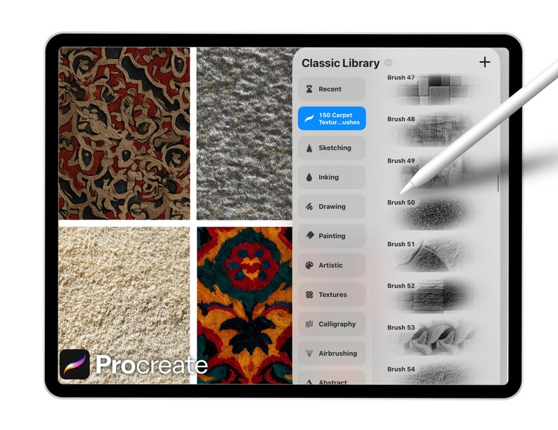 150 Carpet Texture Brushes for Procreate – Fabric, Rug, Textile & Soft ...