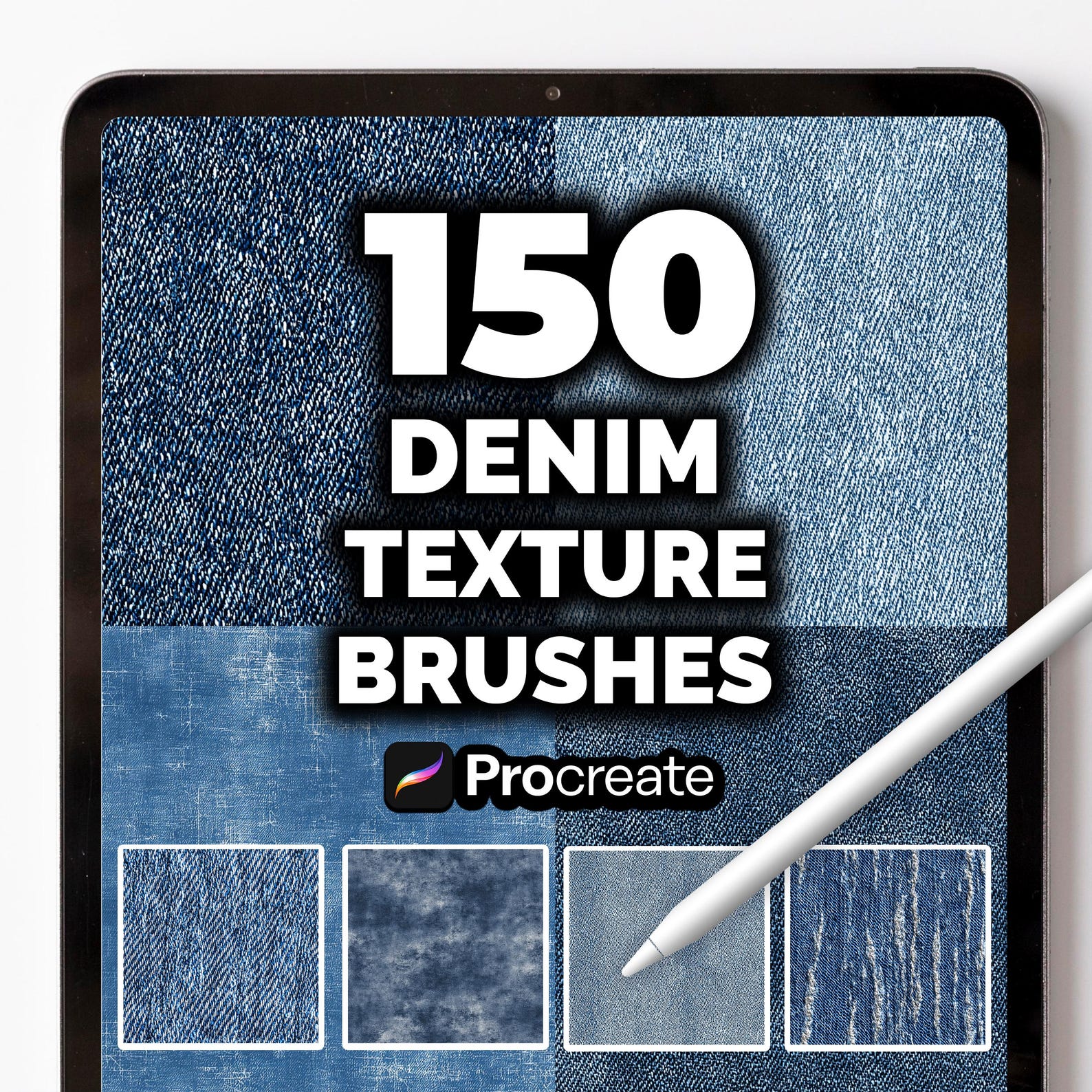 150 Denim Texture Brushes for Procreate – Denim Fabric Stamp & Texture ...