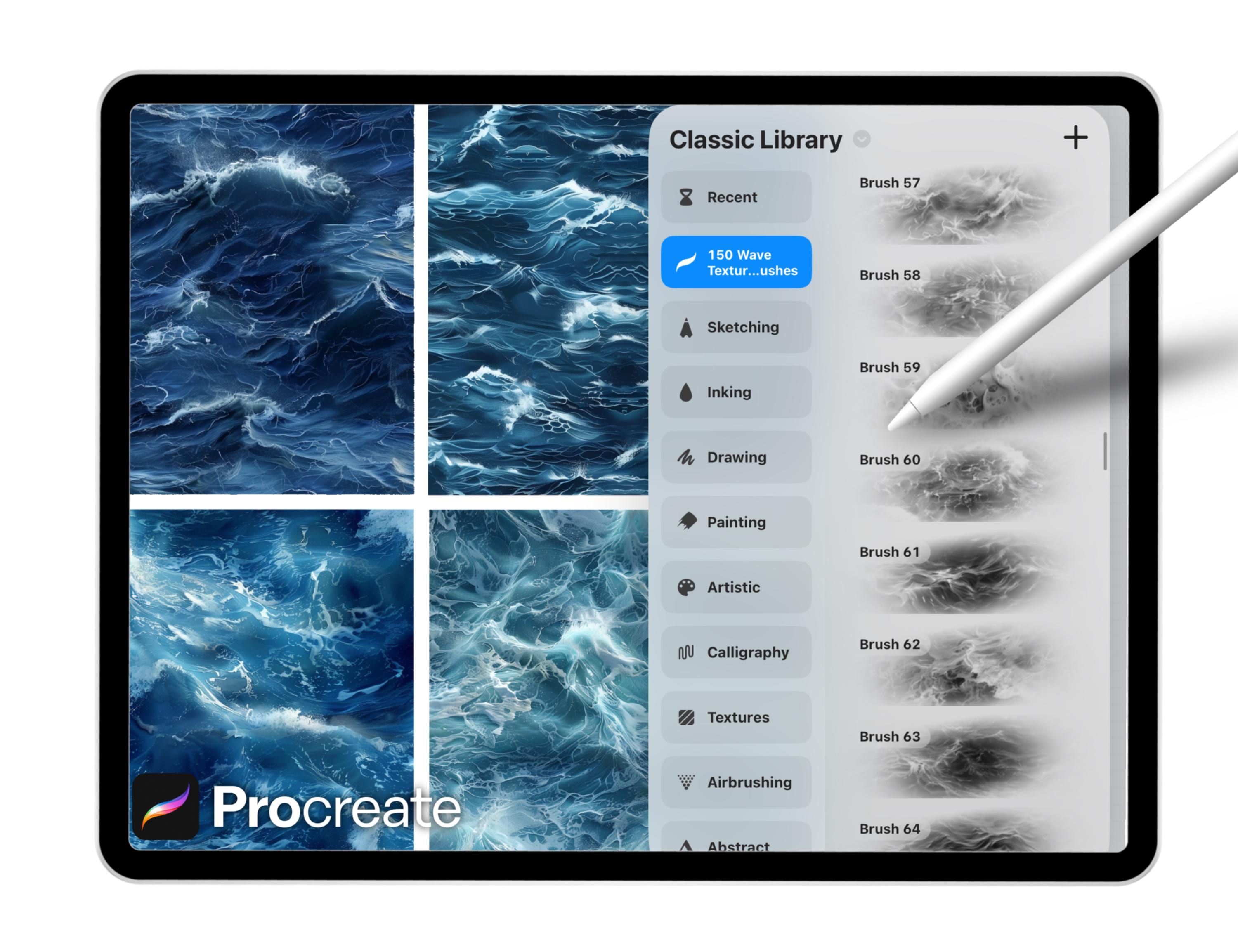150 Wave Texture Brushes for Procreate – Ocean, Sea, Water Ripple ...