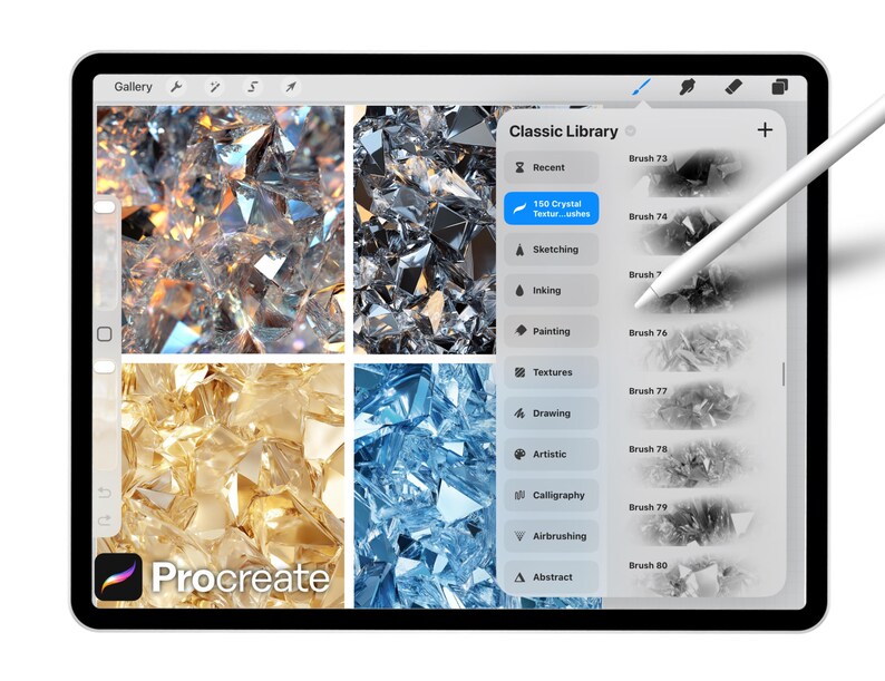 150 Crystal Texture Brushes for Procreate – Gemstone, Glass, Shard ...