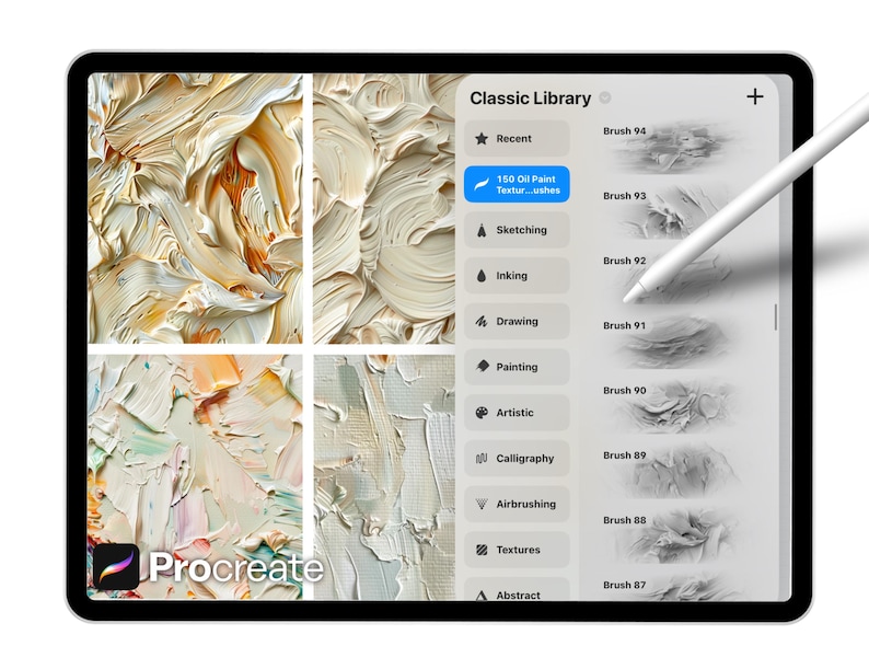 150 Oil Paint Texture Brushes for Procreate – Realistic Brush Strokes ...