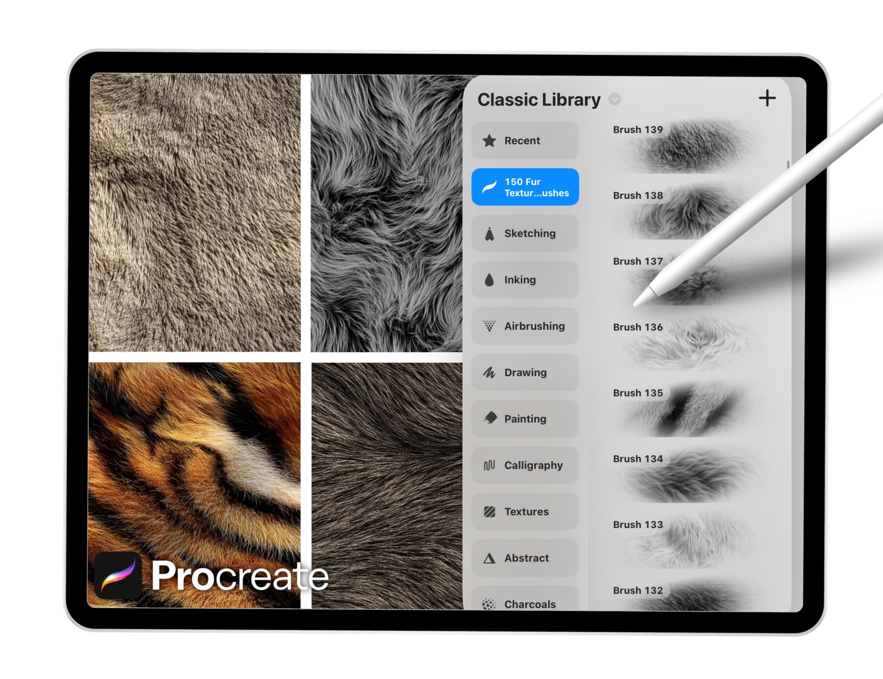 150 Fur Texture Brushes for Procreate – Realistic Hair, Animal & Fluffy ...