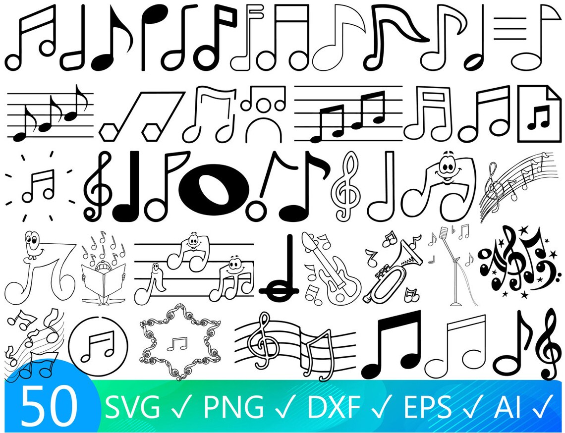 50 Music Notes Designs, Music Note Svg, Guitar Note Svg, Music Note Svg ...