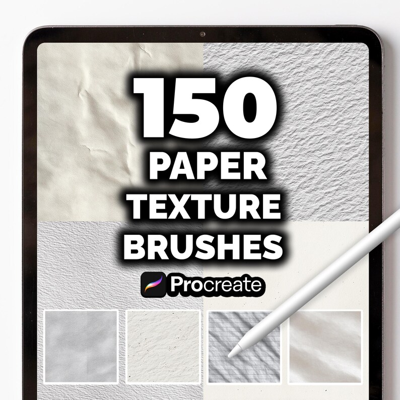 150 Paper Texture Brushes for Procreate | Realistic Crumpled, Grainy ...