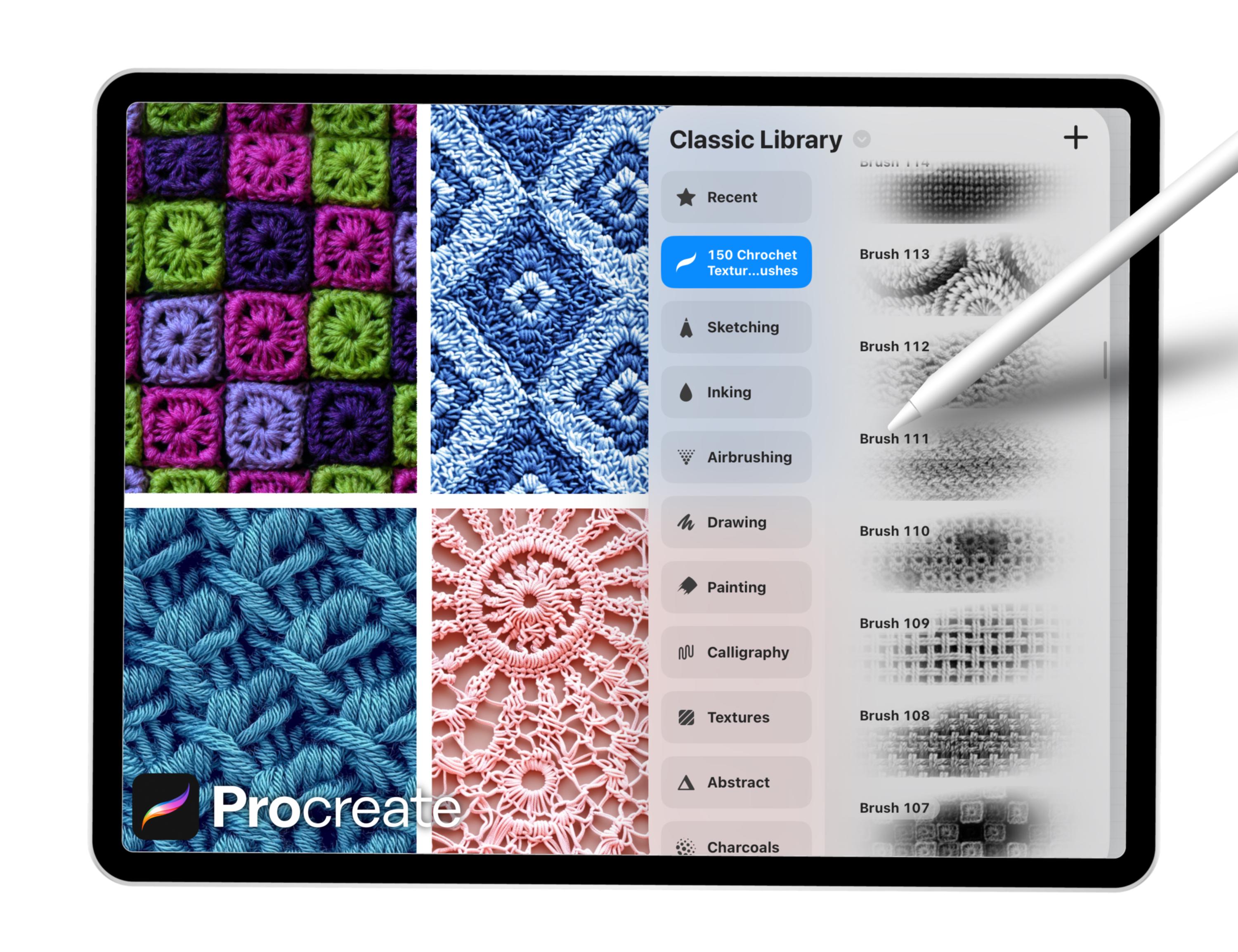 150 Crochet Texture Brushes for Procreate – Realistic Knitting, Yarn ...