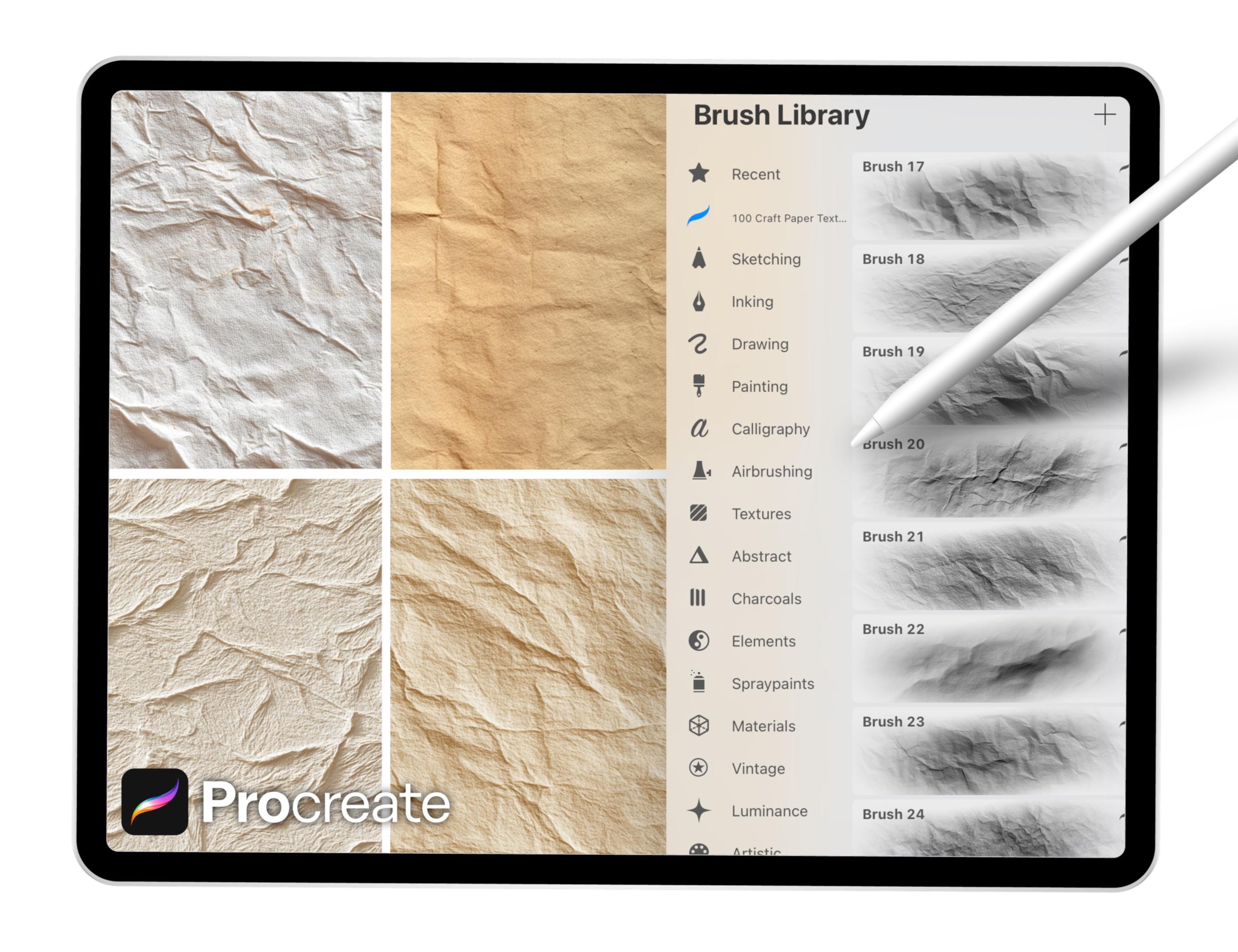 100 Craft Paper Texture Brushes for Procreate – Realistic Paper Brush ...