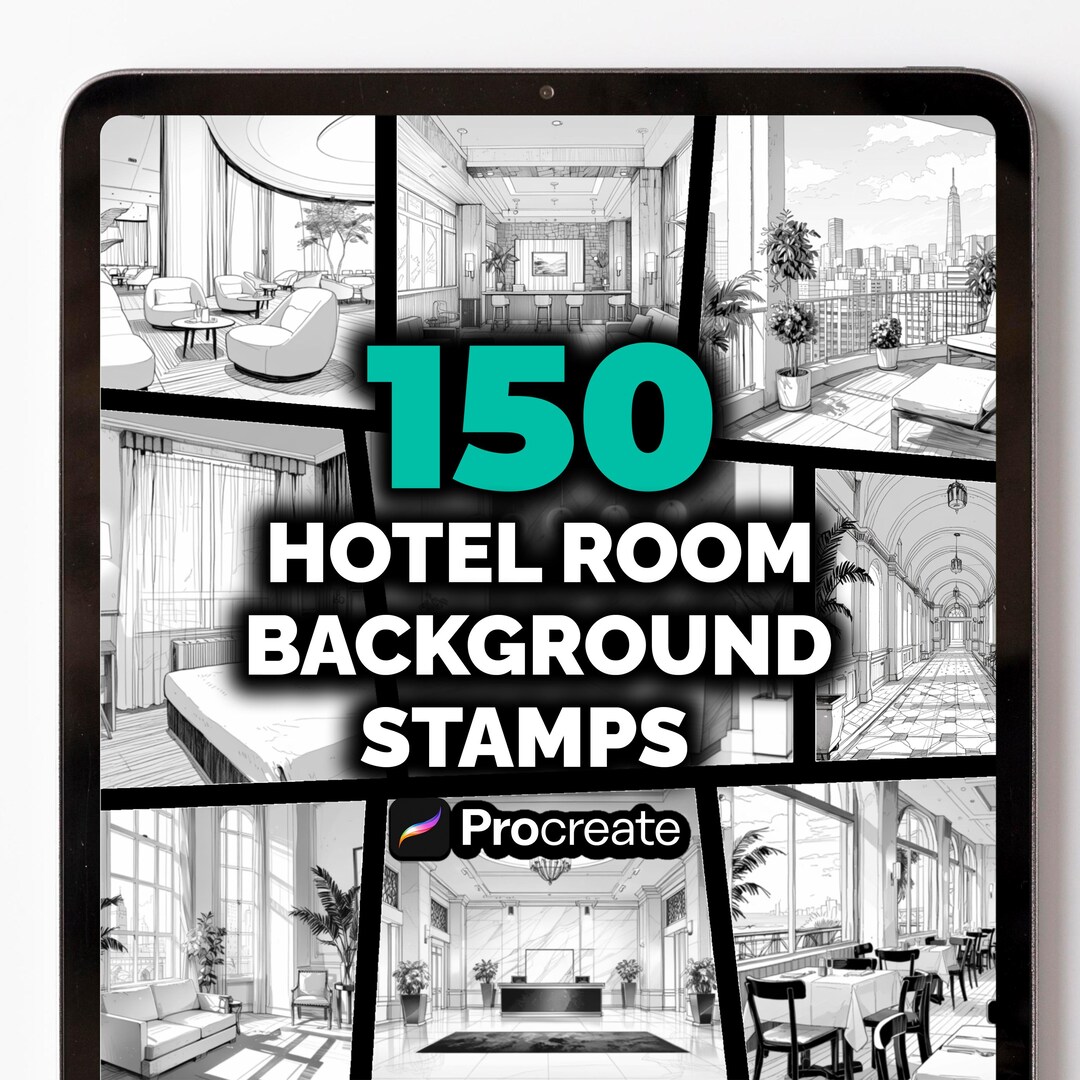Arrière-plan de chambre d'hôtel Tampons Procreate, Brosses d'intérieur ...