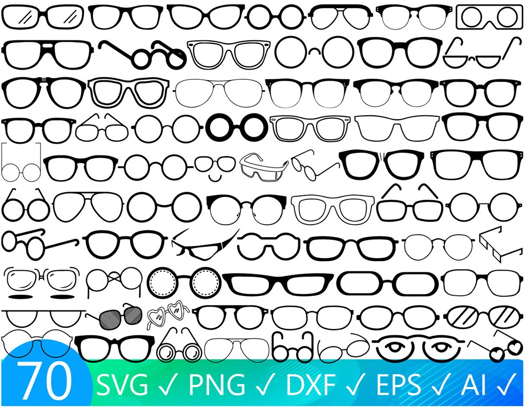70 Eyeglasses SVG Designs, Eyeglasses Svg, Glasses Dxf, Glasses Png ...