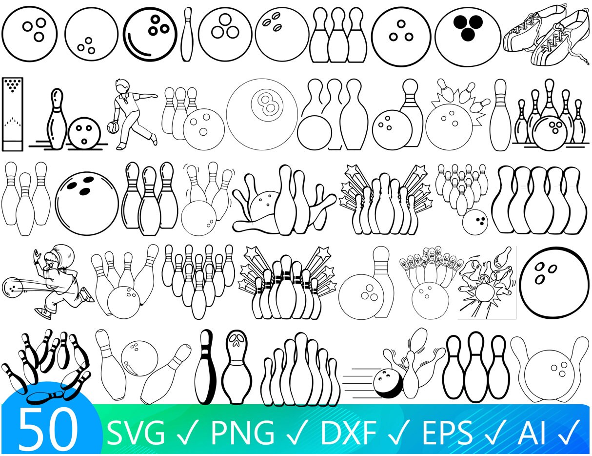 50 Bowling Designs, Bowling Svg, Bowling Team Svg, Bowling Dxf, Bowling ...