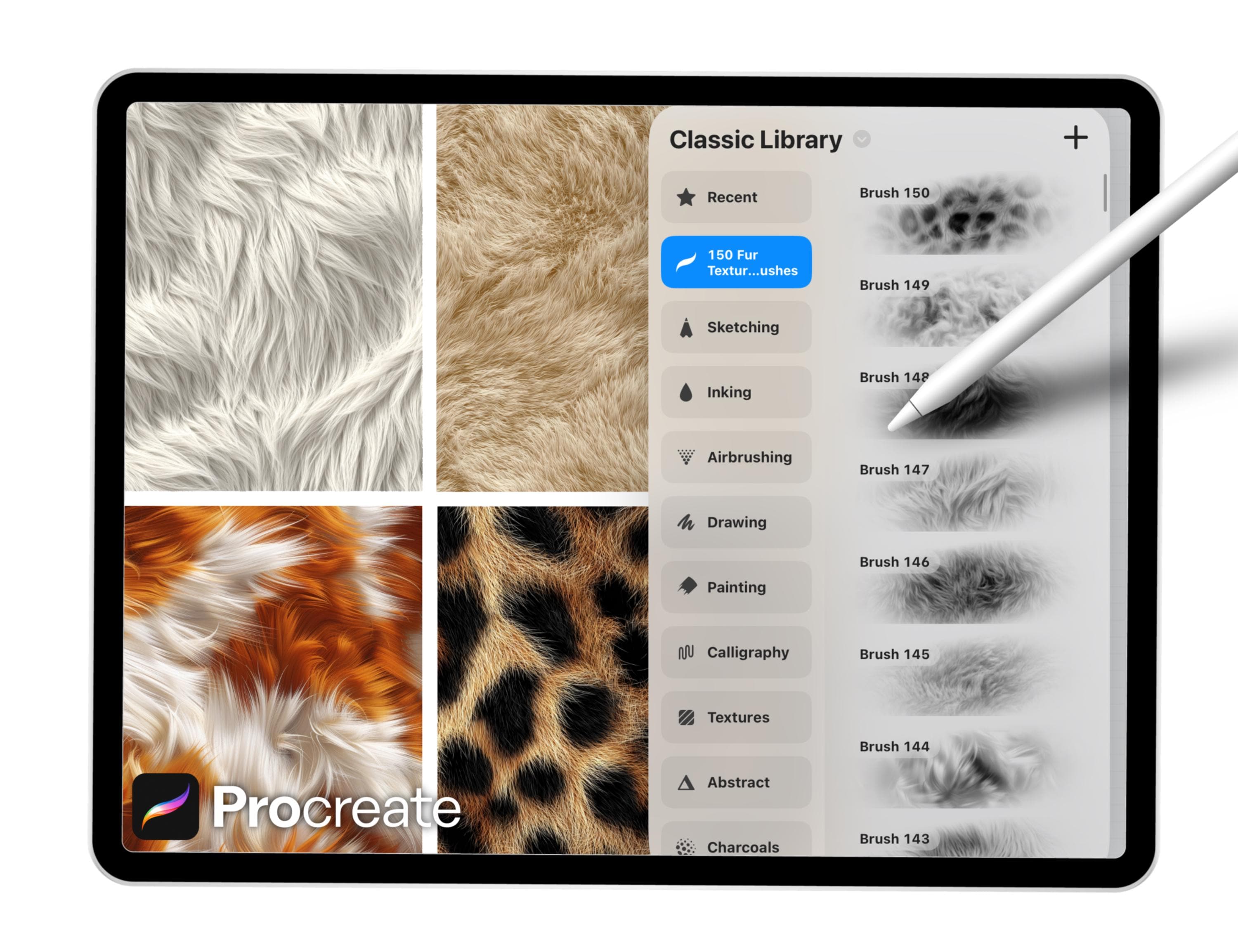 150 Fur Texture Brushes for Procreate – Realistic Hair, Animal & Fluffy ...