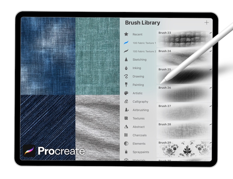 500 Fabric Texture Brushes for Procreate – Realistic Cloth, Textile ...