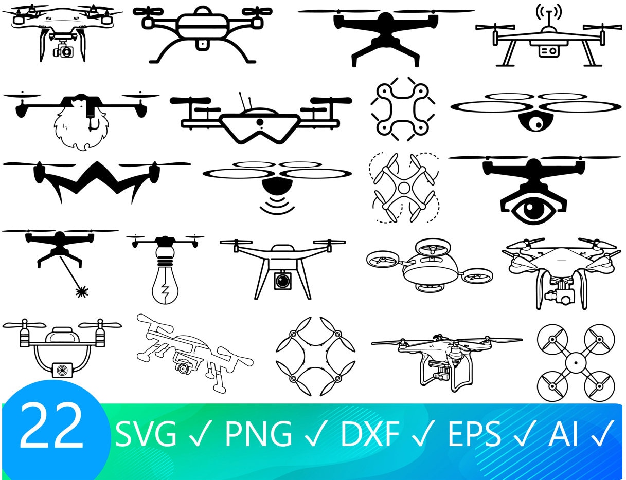 22 Drone SVG Designs, Drone Svg, Drone Dxf, Drone Png, Drone Eps, Drone ...