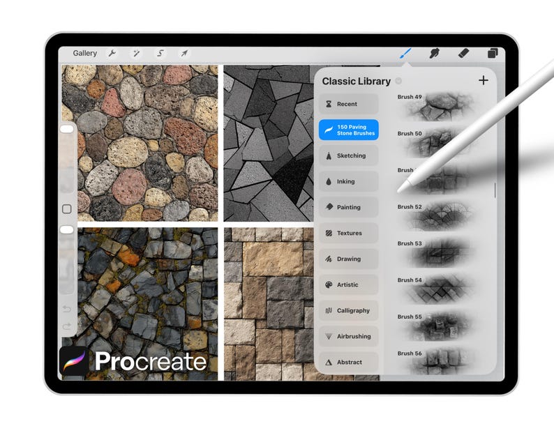 150 Procreate Paving Stone Brushes, Texture Brush Set, Realistic Rock ...