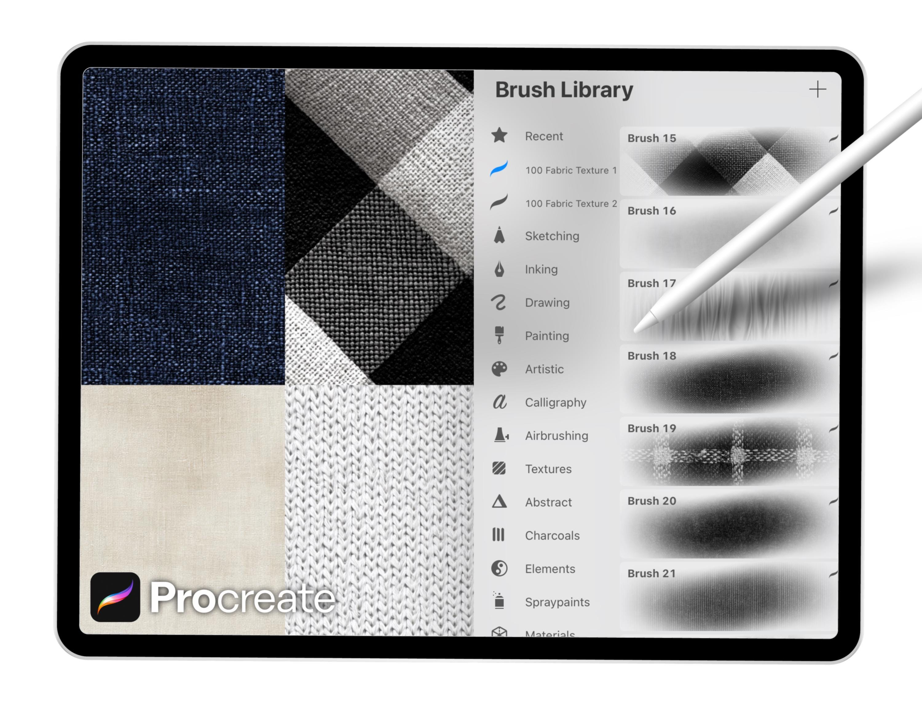 200 Fabric Texture Brushes for Procreate – Realistic Cloth, Textile ...