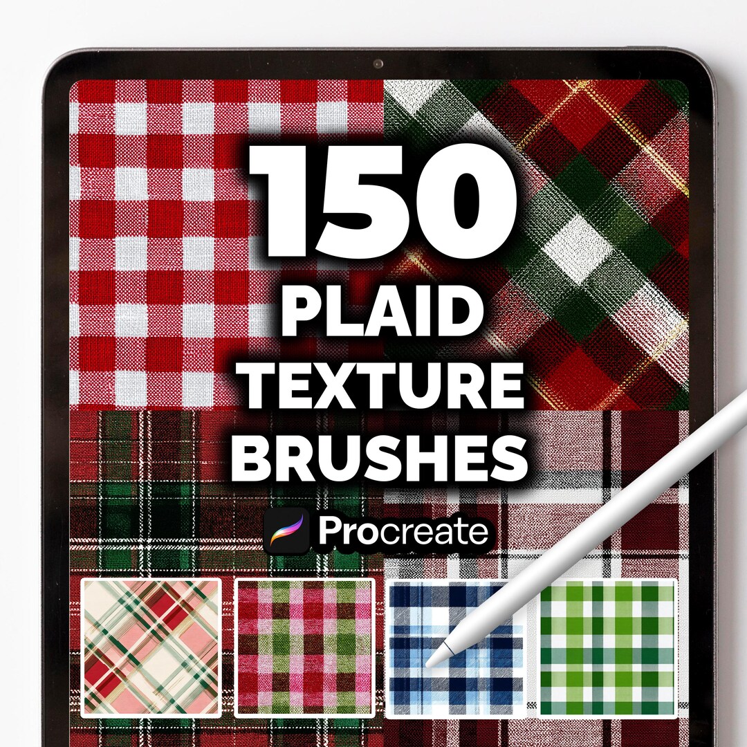 150 Plaid Texture Brushes for Procreate – Tartan,checkered & Fabric ...