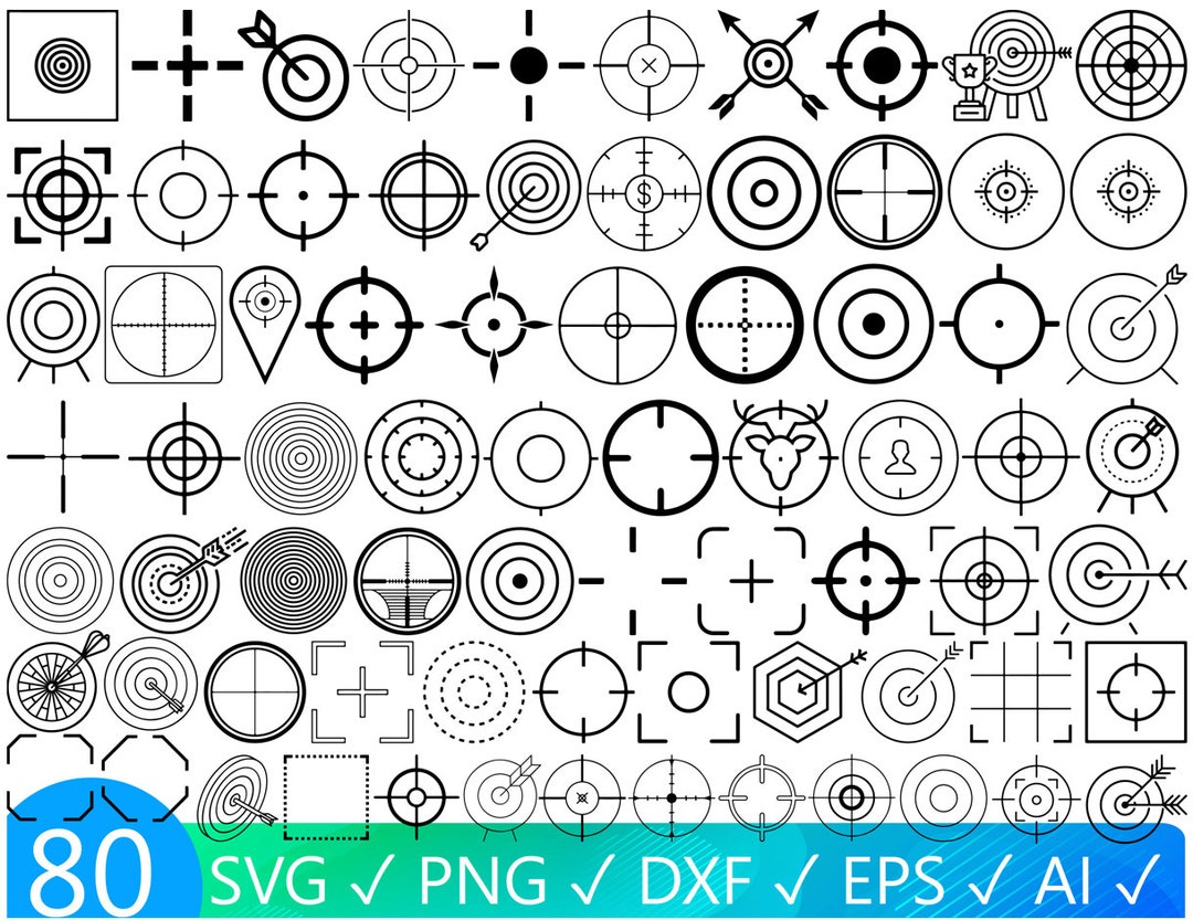 80 Target SVG Designs, Target Aim Svg, Target Dxf, Target Png, Target ...
