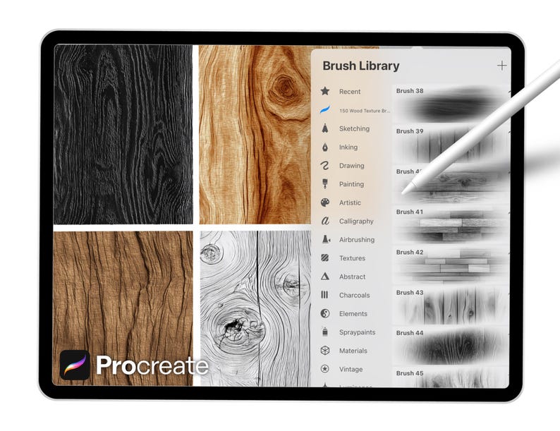 150 Wood Texture Brushes for Procreate – Realistic Timber, Bark ...