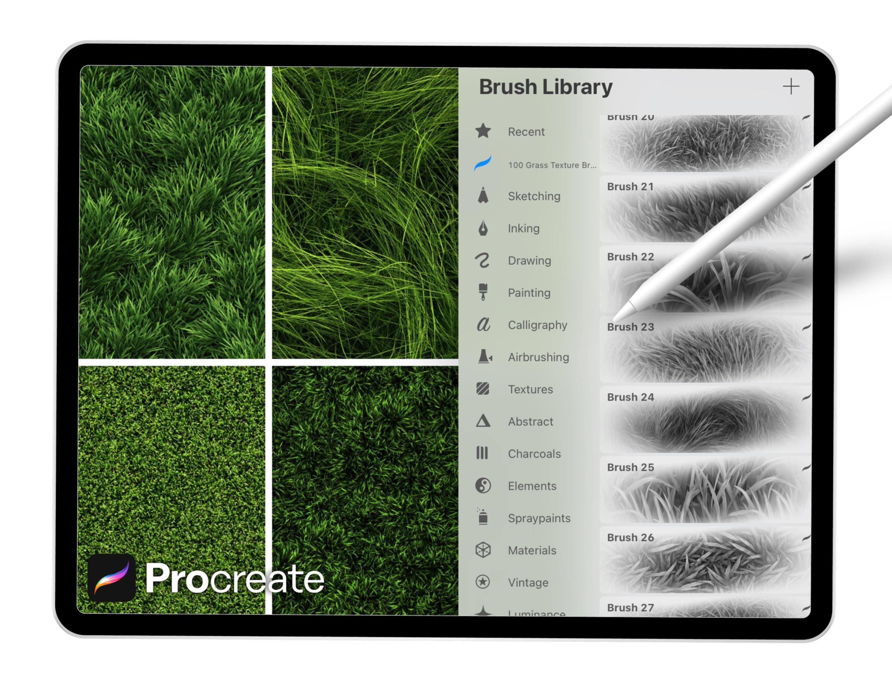120 Grass Texture Brushes for Procreate – Realistic Grass & Lawn Brush ...
