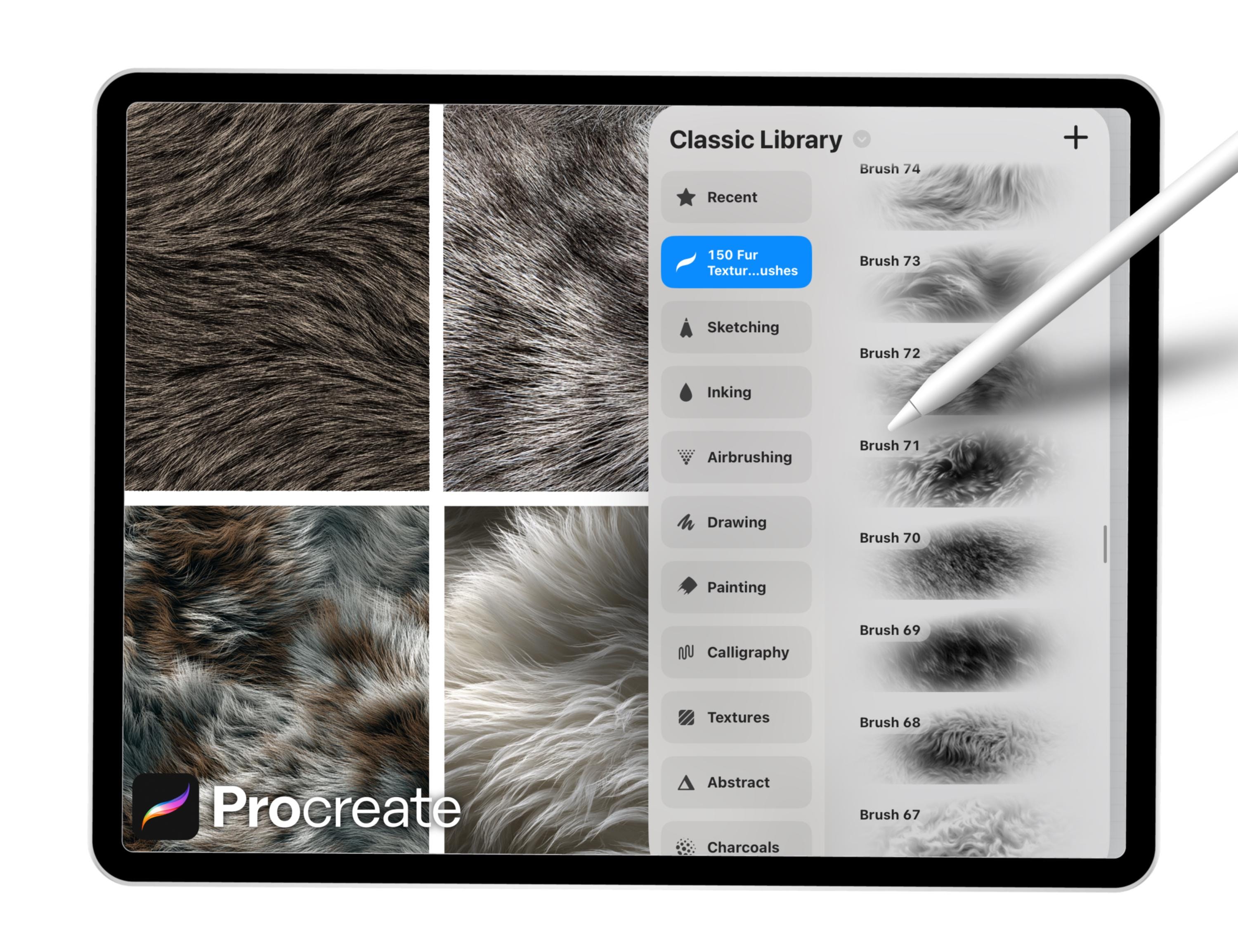 150 Fur Texture Brushes for Procreate – Realistic Hair, Animal & Fluffy ...