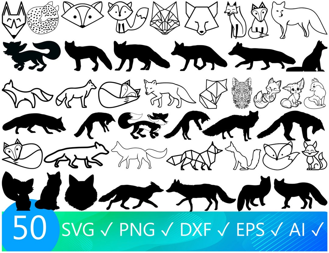 50 Fox Designs, Fox Svg, Fox Face Svg, Fox Dxf, Fox Png, Fox Eps, Fox ...