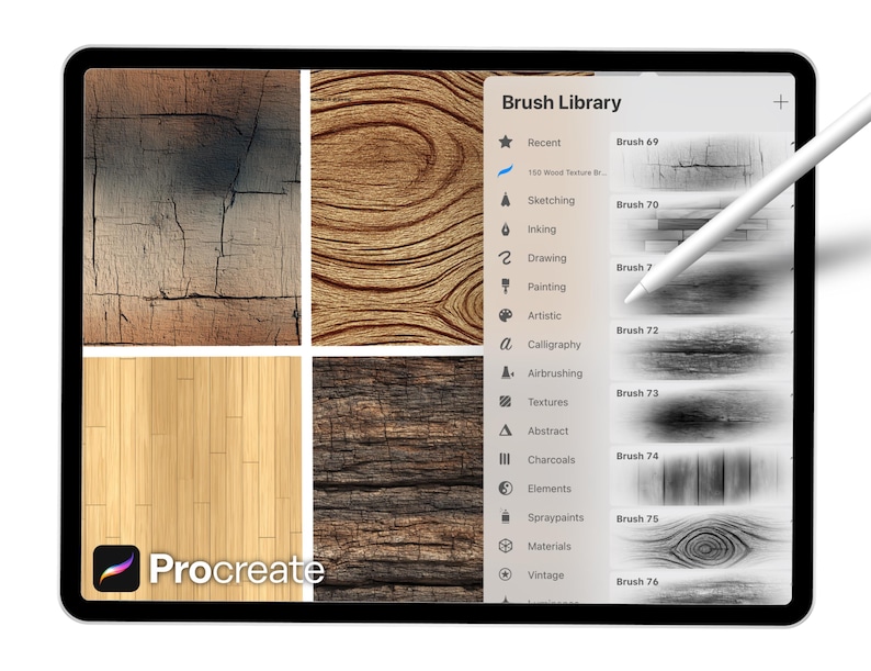 150 Wood Texture Brushes for Procreate – Realistic Timber, Bark ...