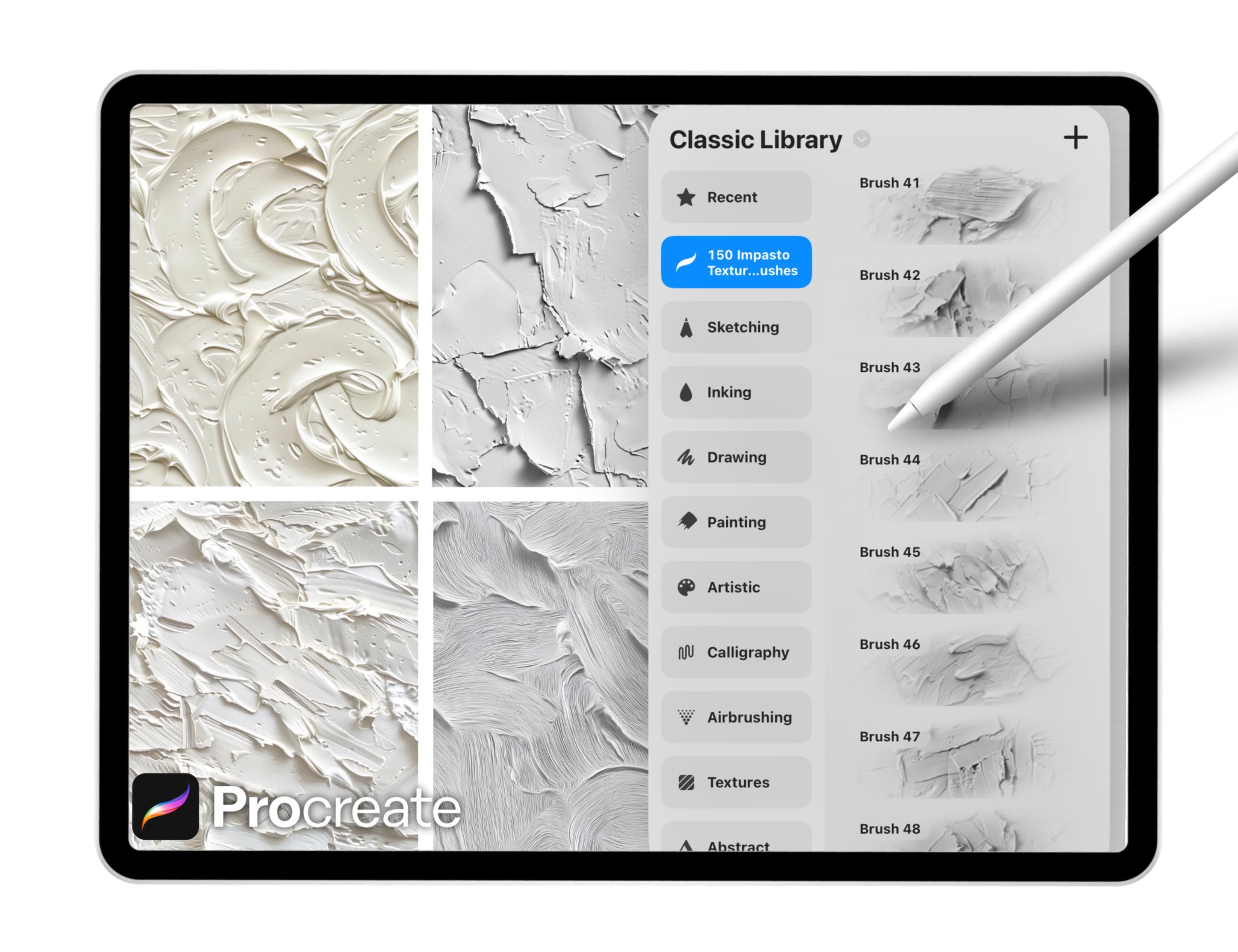 150 Impasto Texture Brushes for Procreate – Realistic Thick Paint ...