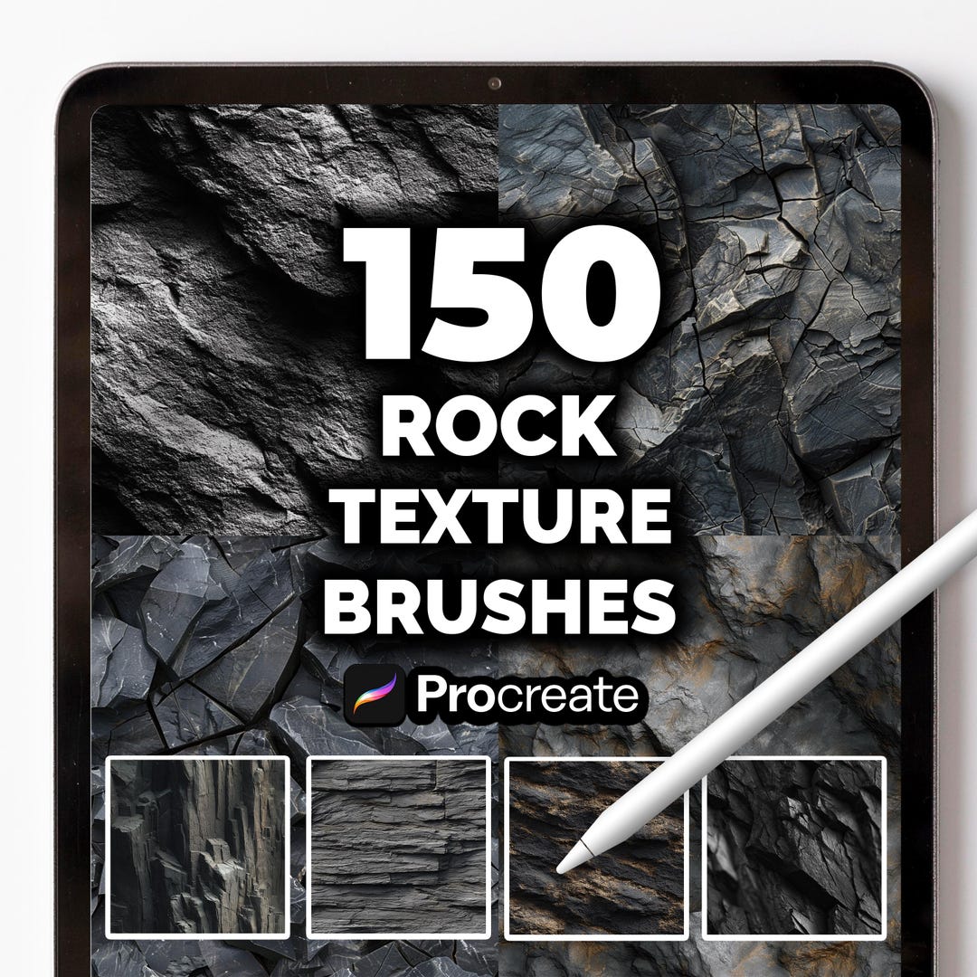 150 Rock Texture Brushes for Procreate – Stone, Boulder, Cliff & Rough ...