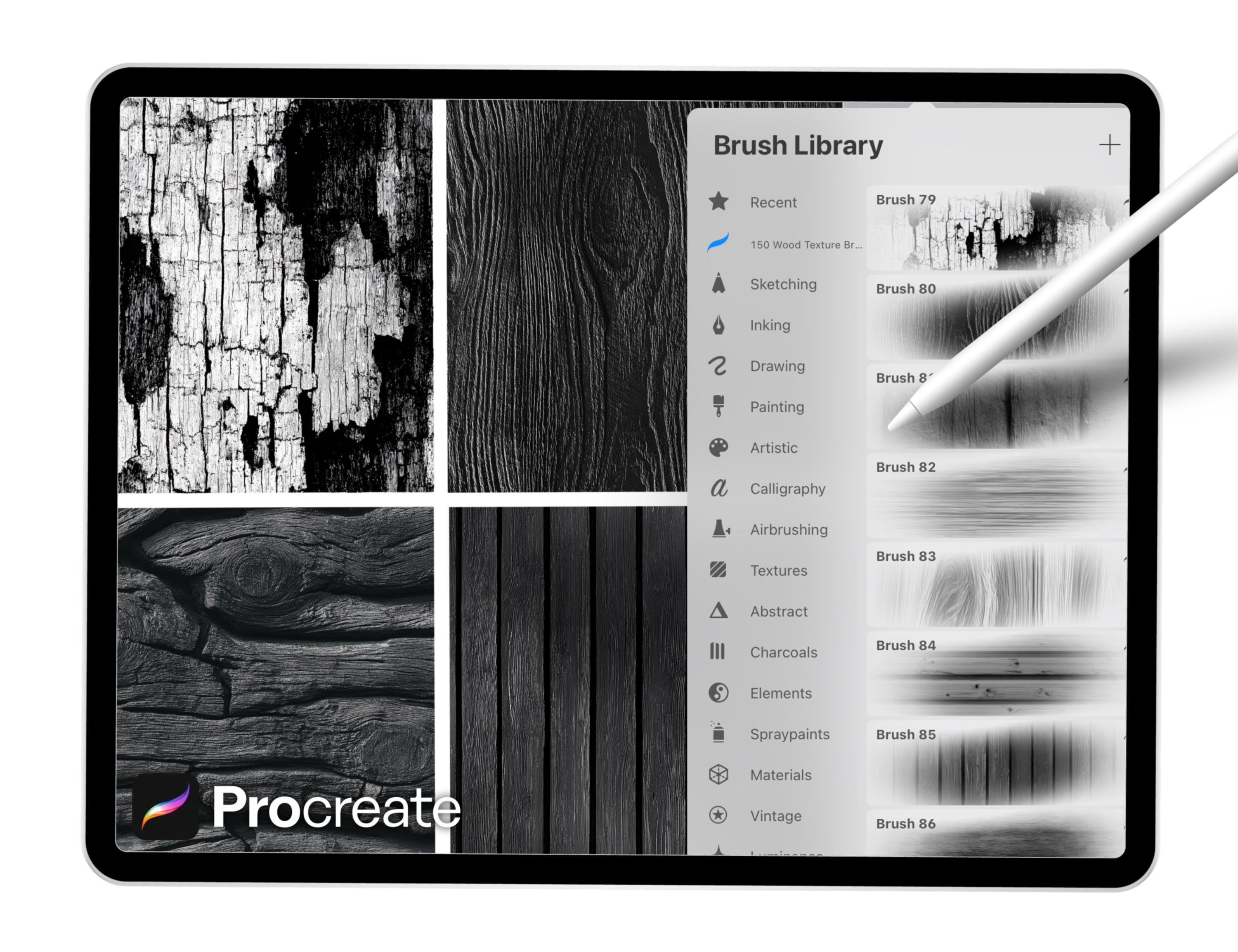 150 Wood Texture Brushes for Procreate – Realistic Timber, Bark ...
