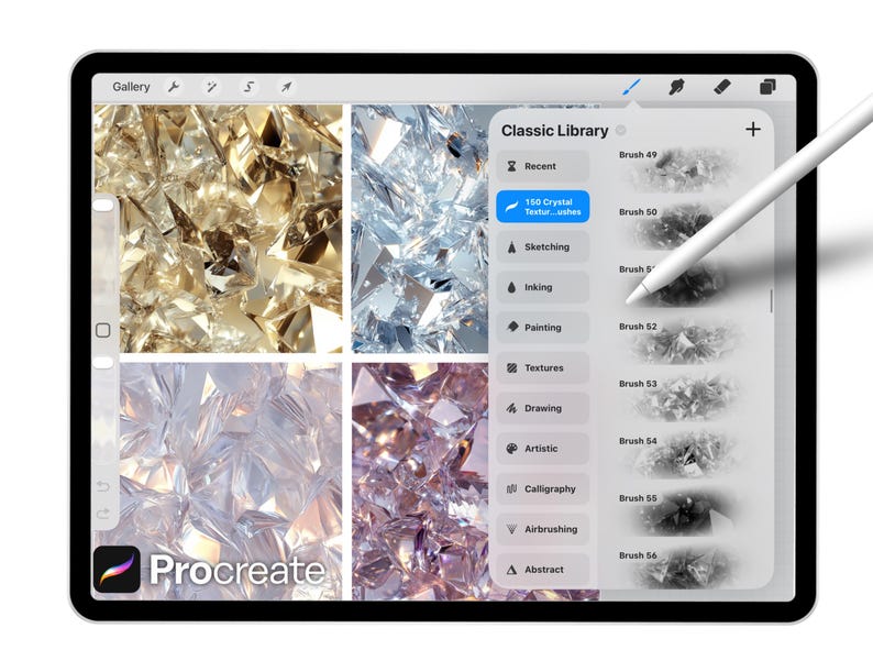 150 Crystal Texture Brushes for Procreate – Gemstone, Glass, Shard ...