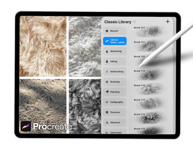 150 Fur Texture Brushes for Procreate – Realistic Hair, Animal & Fluffy ...