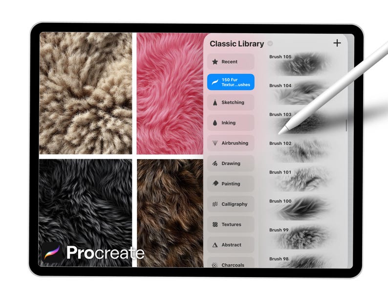 150 Fur Texture Brushes for Procreate – Realistic Hair, Animal & Fluffy ...