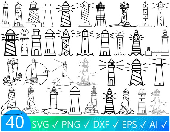 40 Lighthouse Designs Lighthouse Svg Lighthouse Dxf - Etsy