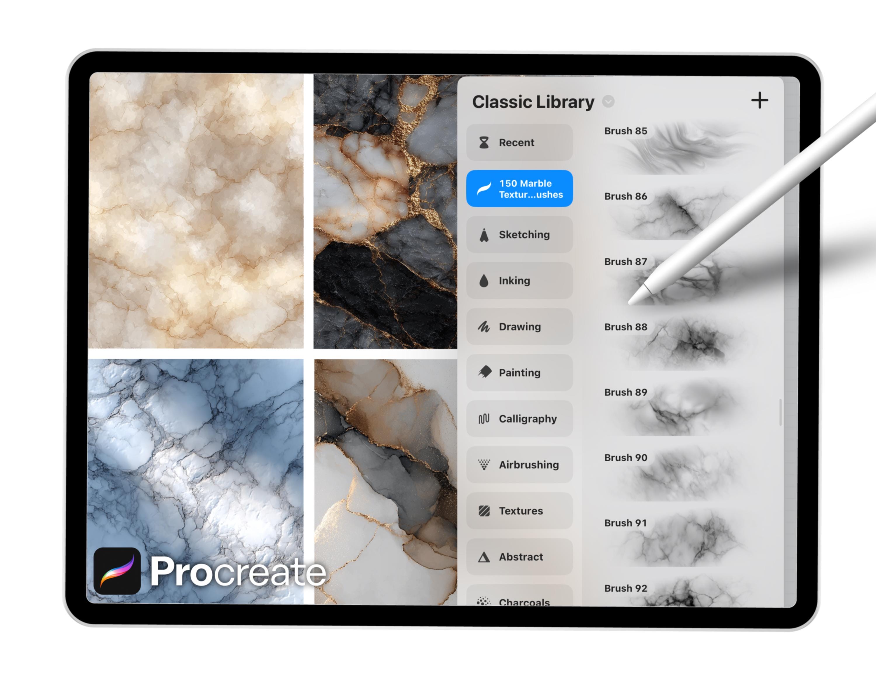 150 Marble Texture Brushes for Procreate – Realistic Stone, Quartz ...