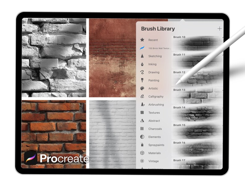 150 Brick Wall Texture Brushes for Procreate – Realistic Brick, Stone ...