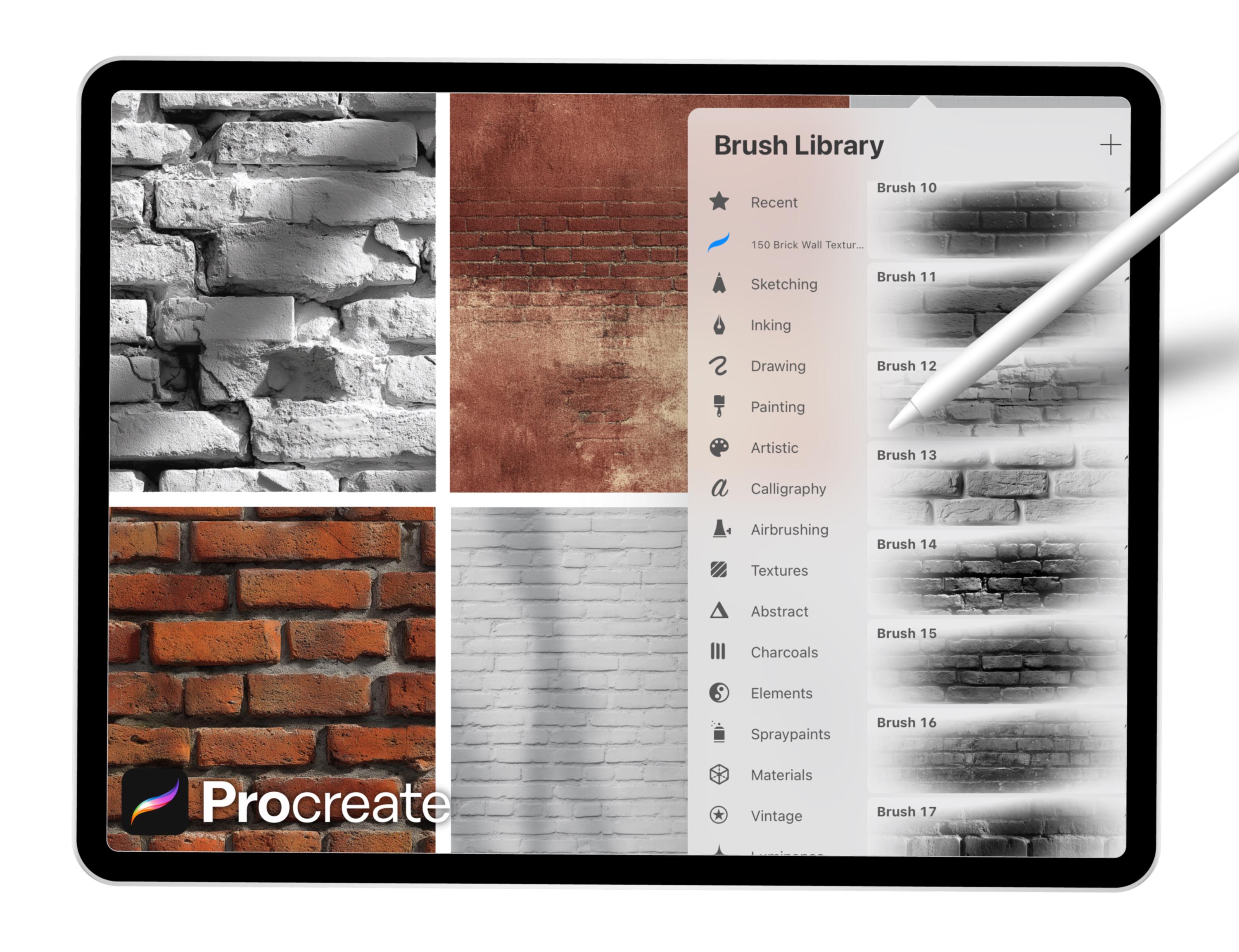 150 Brick Wall Texture Brushes for Procreate – Realistic Brick, Stone ...