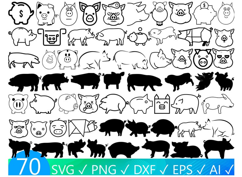70 Pig Designs, Pig Svg, Pig Dxf, Pig Png, Pig Eps, Pig Vector, Pig Cut ...