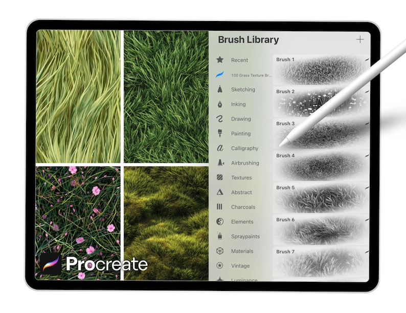 120 Grass Texture Brushes for Procreate – Realistic Grass & Lawn Brush ...